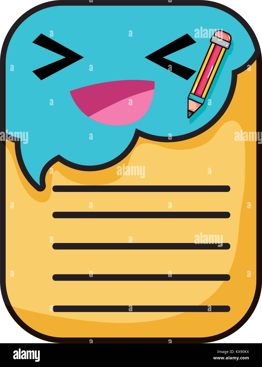 happy and cute note paper kawaii Stock Vector Image & Art - Alamy