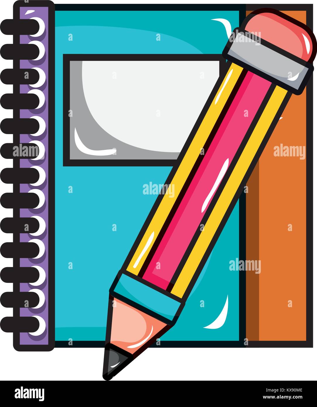 notebook and pencil object school education Stock Vector Image & Art ...