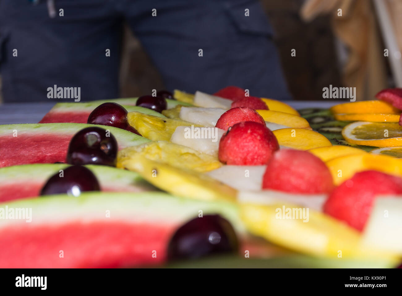 compositions or architecture of fresh fruit cut for buffets. typical ...