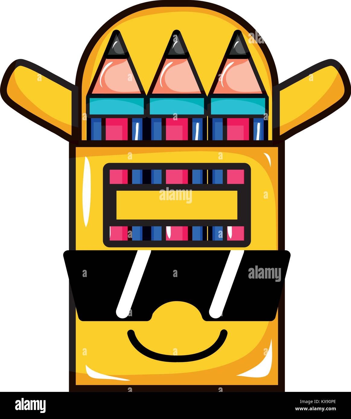 happy and tender colored pencil kawaii with sunglasses Stock Vector ...