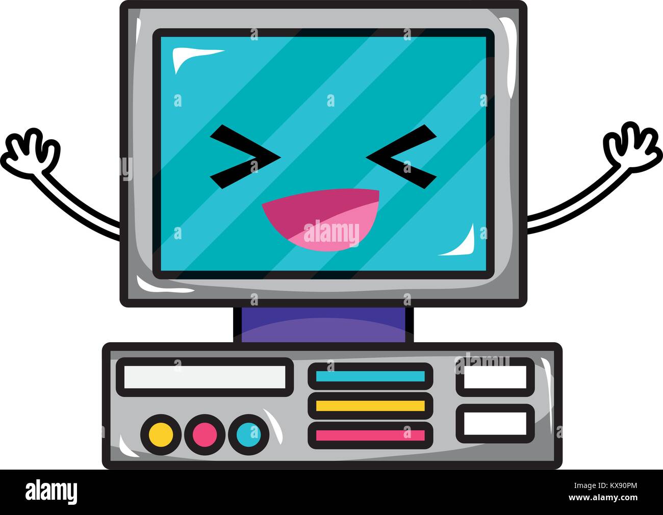 happy computer technology kawaii with arms Stock Vector Image & Art - Alamy