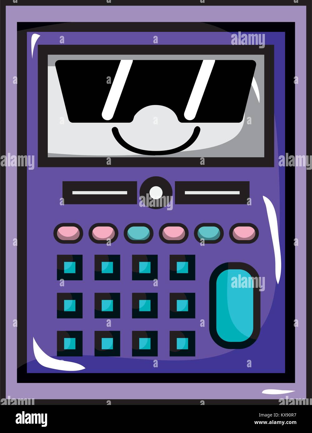 happy calculator object kawaii with sunglasses Stock Vector Image & Art ...