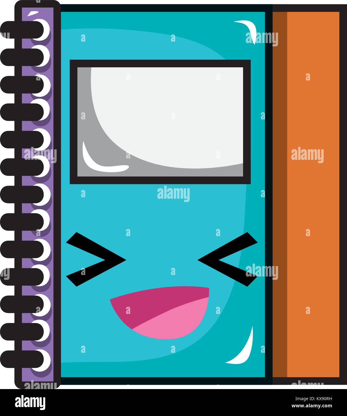 happy and cute notebook object kawaii Stock Vector Image & Art - Alamy