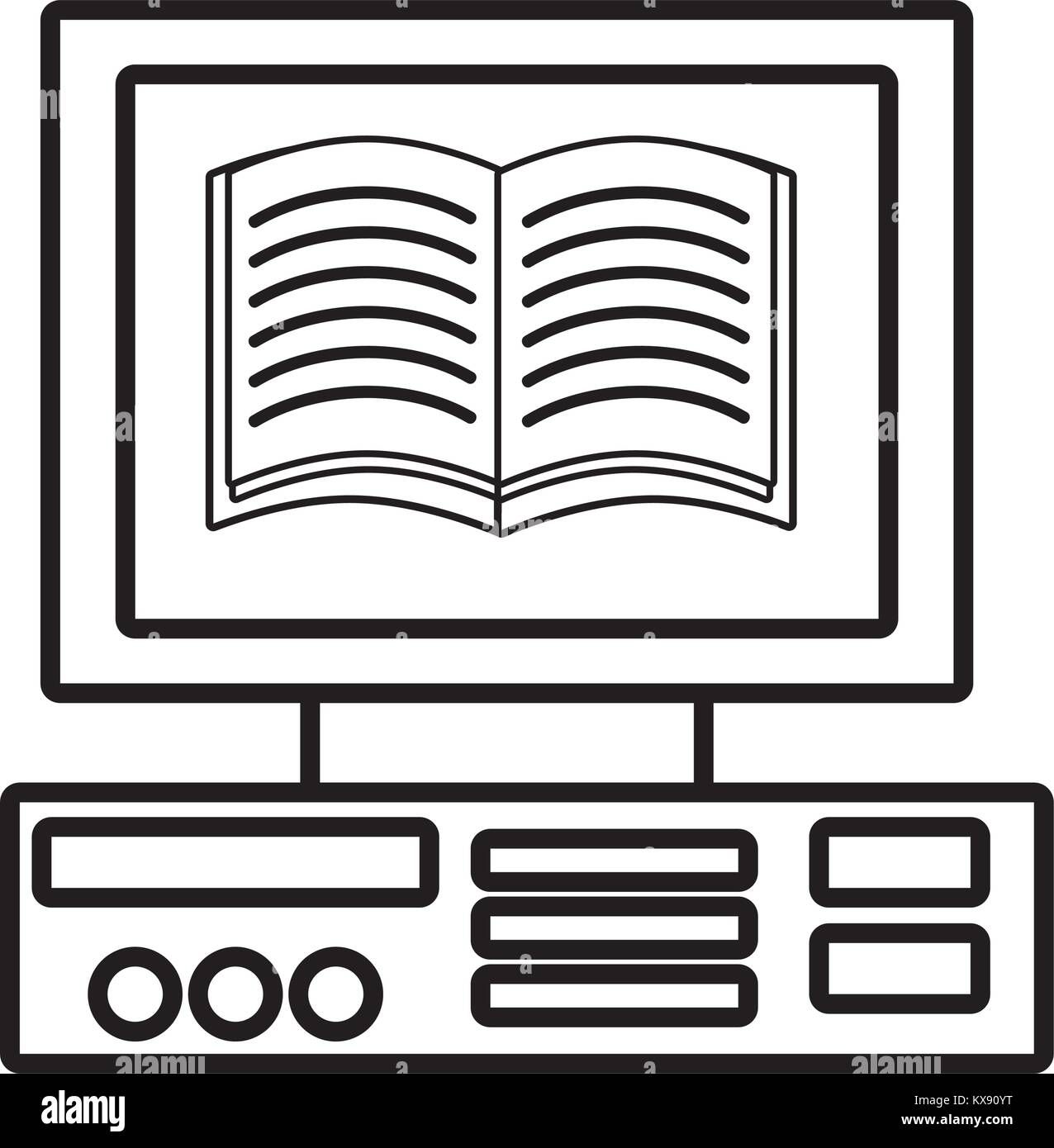 line book inside computer technology object design Stock Vector Image ...