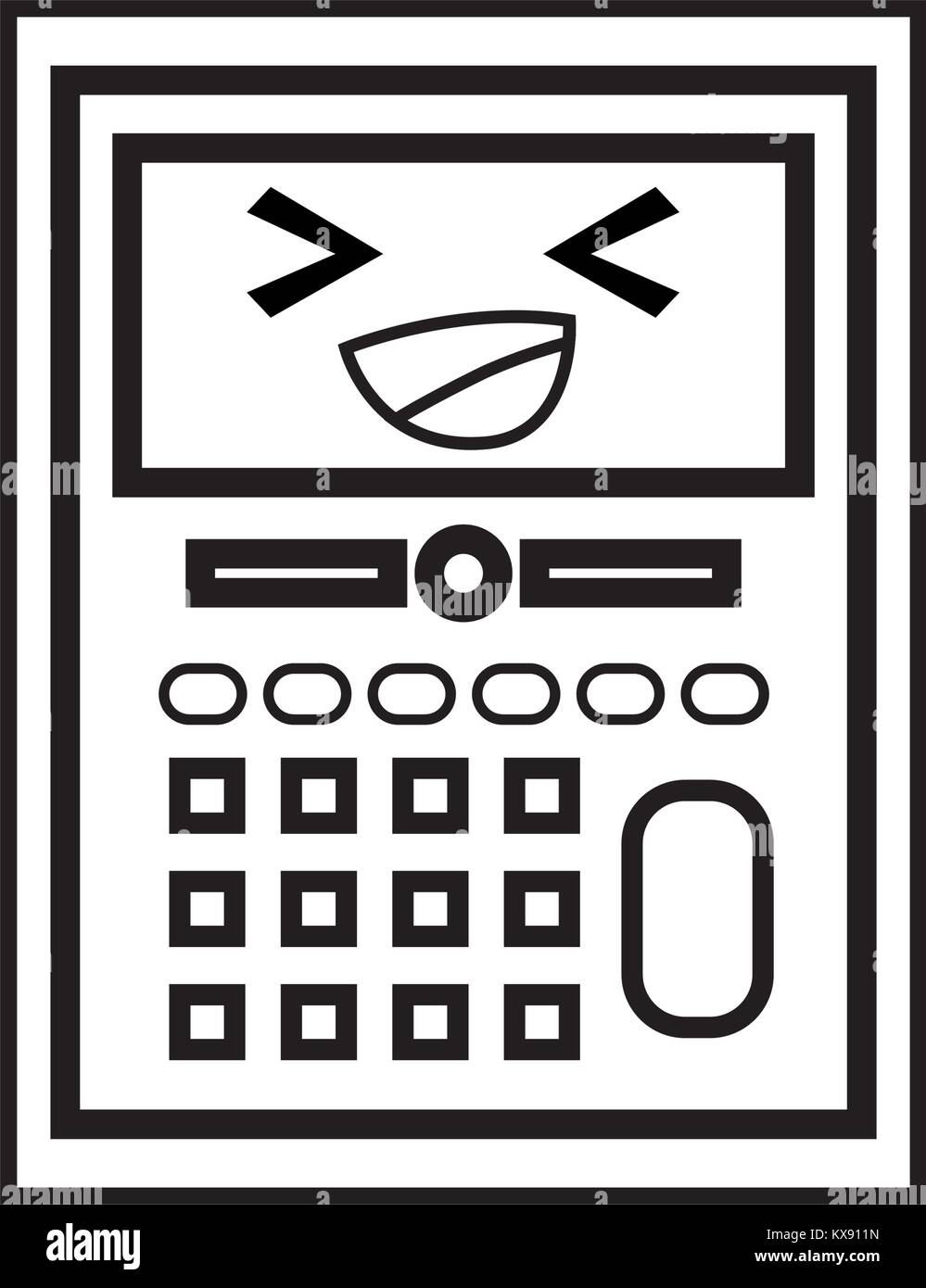 line happy and cute calculator object kawaii Stock Vector Image & Art ...
