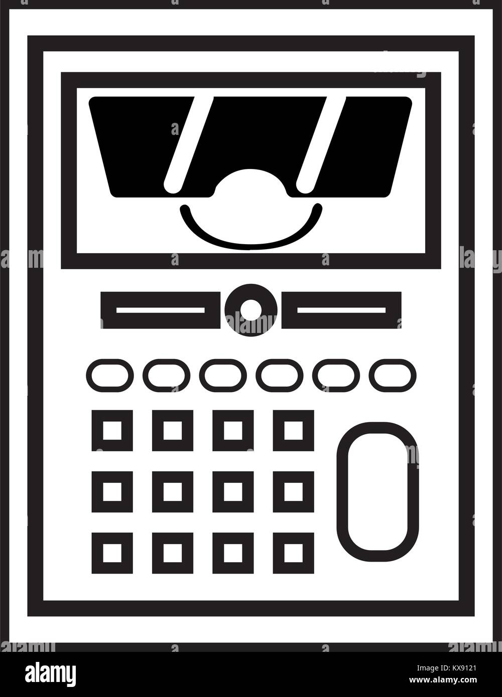 line happy calculator object kawaii with sunglasses Stock Vector Image ...