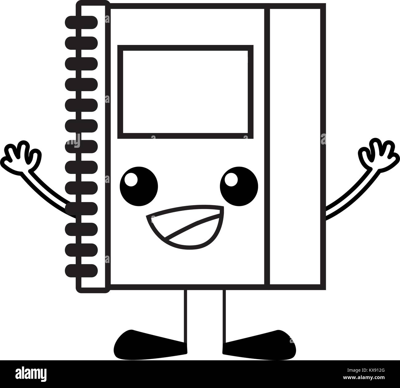 line happy notebook object kawaii with arms and legs Stock Vector Image ...