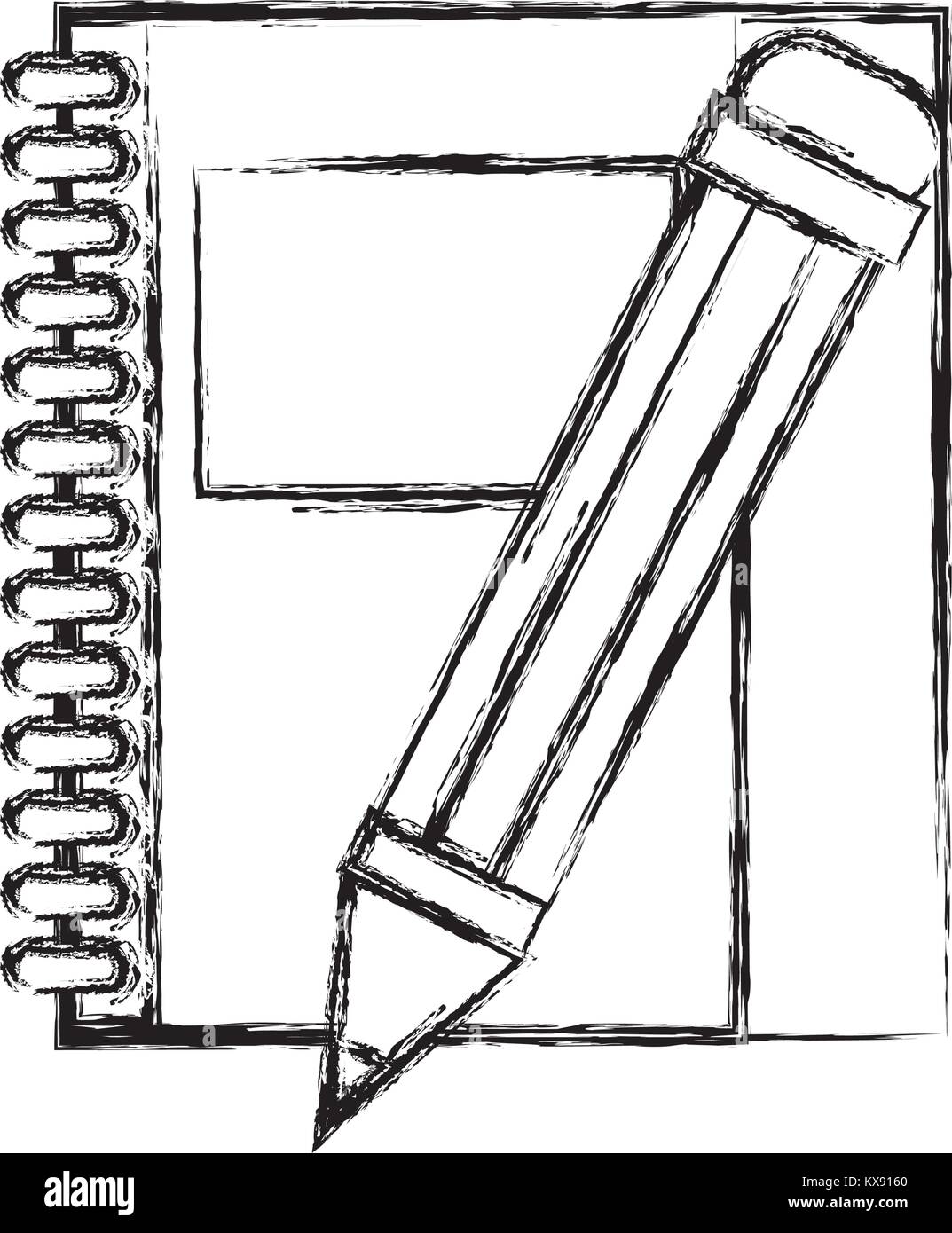 figure notebook and pencil object school education Stock Vector Image ...