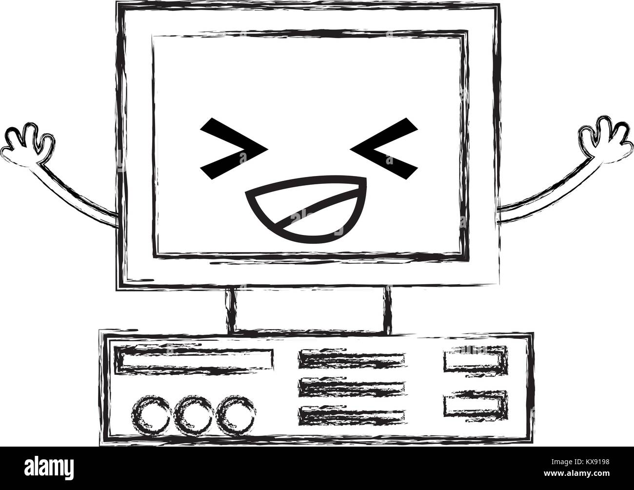 figure happy computer technology kawaii with arms Stock Vector Image ...