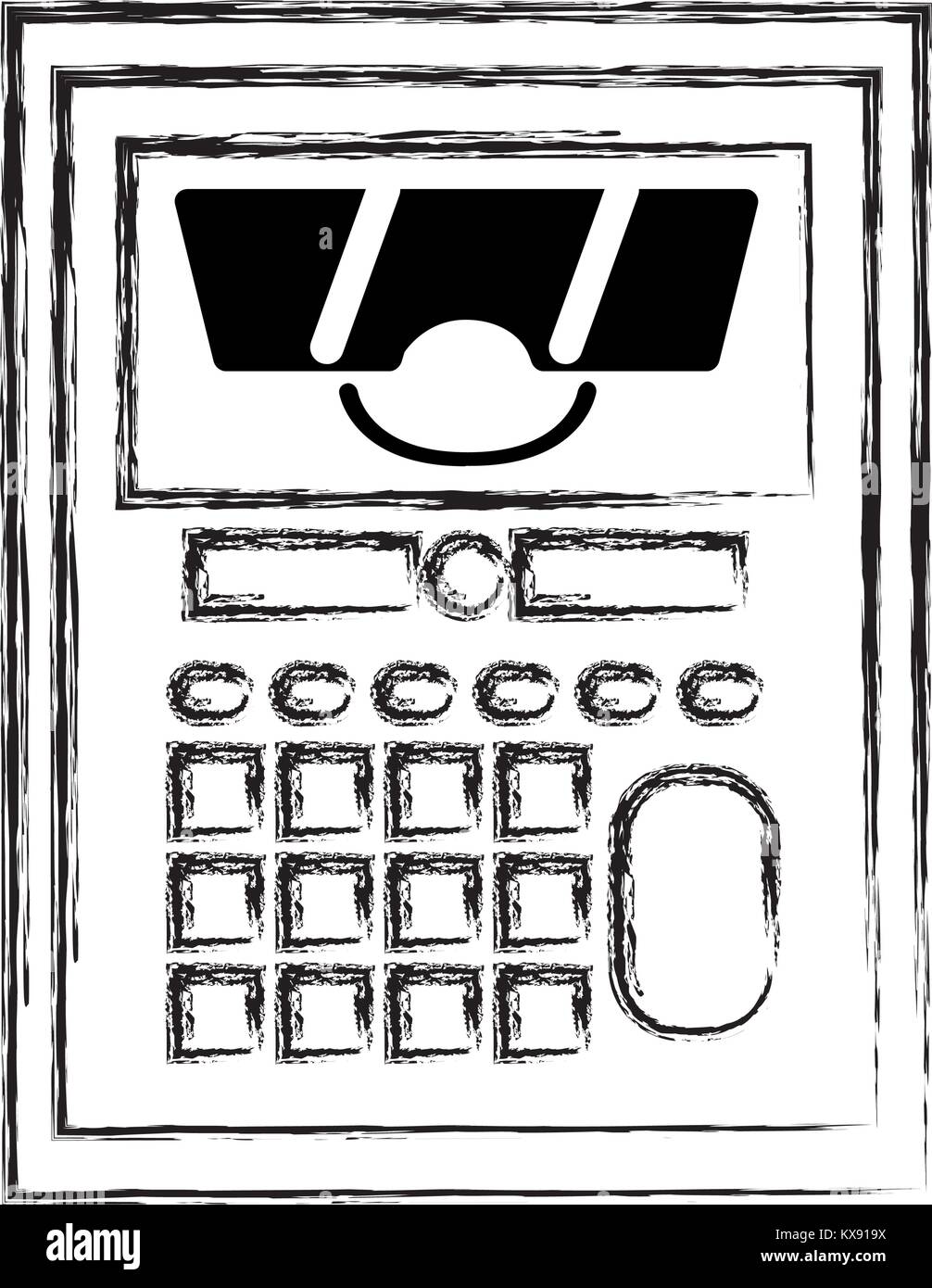 figure happy calculator object kawaii with sunglasses Stock Vector ...