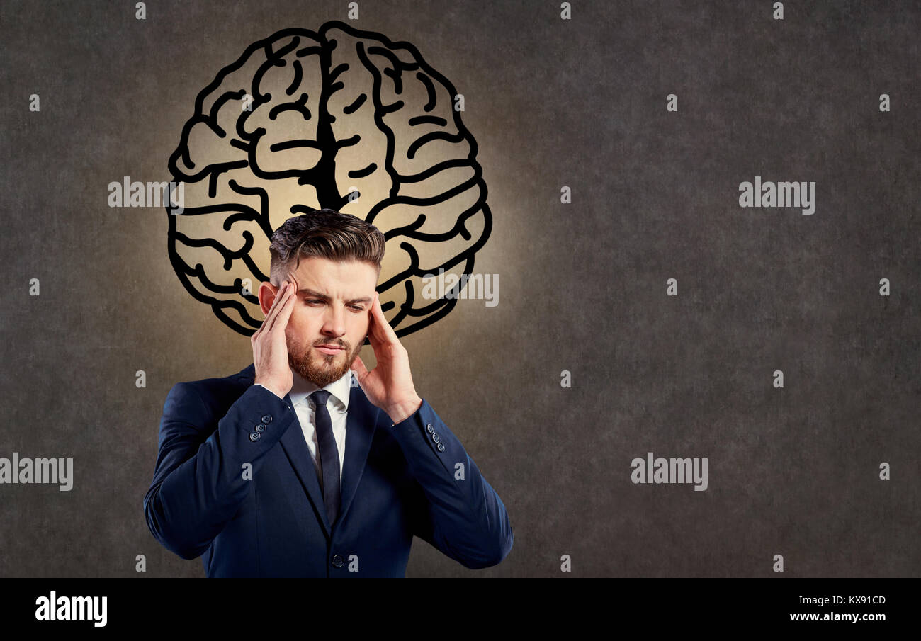 A man thinks with his brain Stock Photo - Alamy