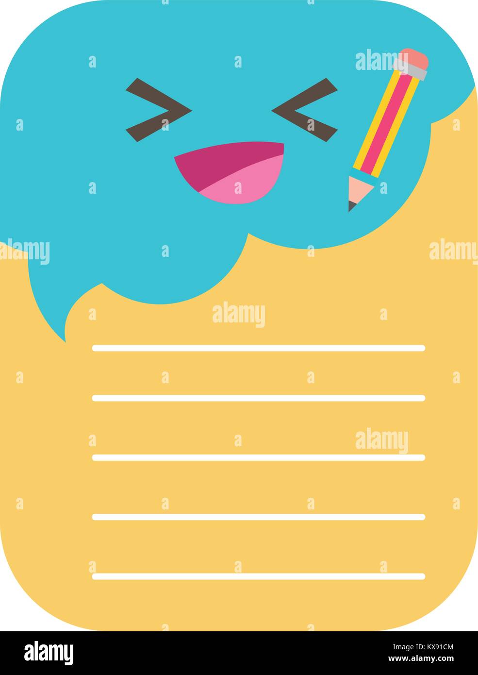 colorful happy and cute note paper kawaii Stock Vector Image & Art - Alamy