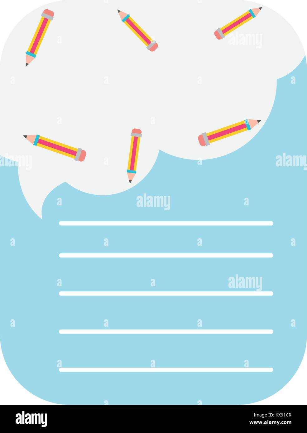 colorful note papers with pencils education design Stock Vector Image ...