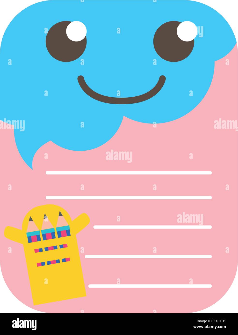 colorful smile and cute note paper kawaii Stock Vector Image & Art - Alamy