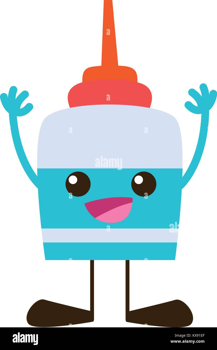 colorful happy and tender glue object kawaii with arms and legs Stock ...