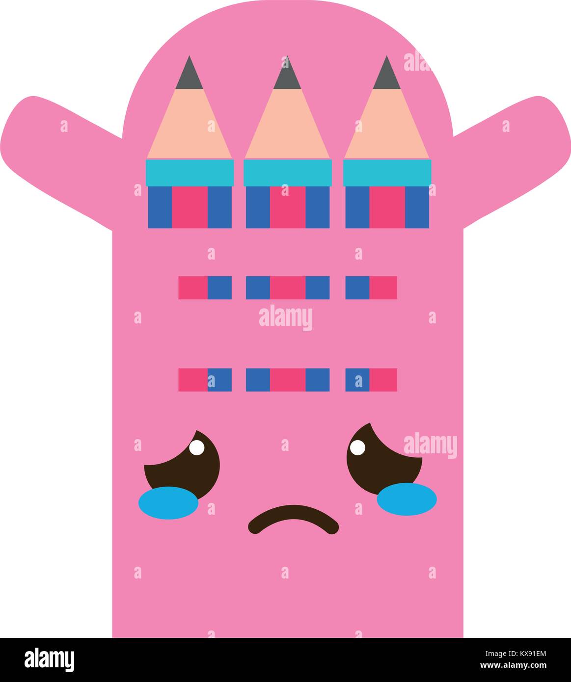 colorful crying and tender colored pencil kawaii Stock Vector Image ...