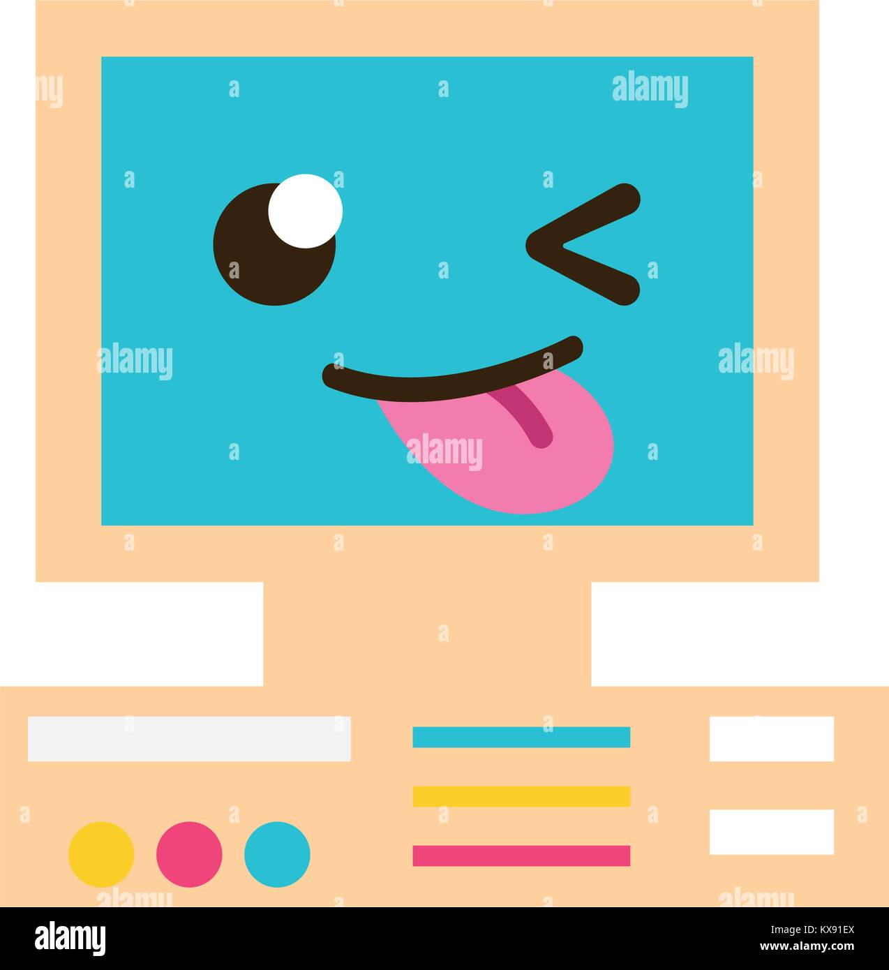 colorful funny and cute computer technology kawaii Stock Vector Image ...