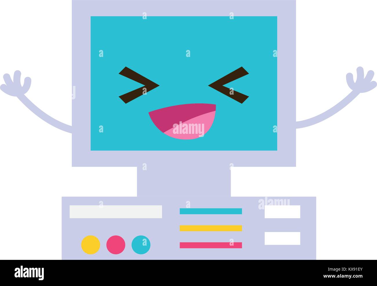 colorful happy computer technology kawaii with arms Stock Vector Image ...