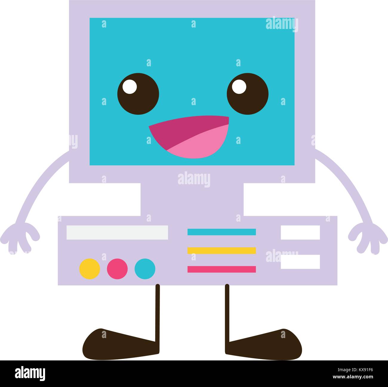 colorful happy computer technology kawaii with arms and legs Stock ...