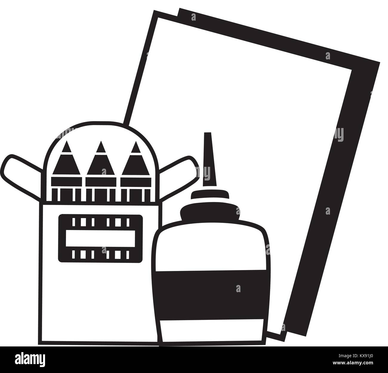 contour glue with colored pencils and cardboards object Stock Vector ...
