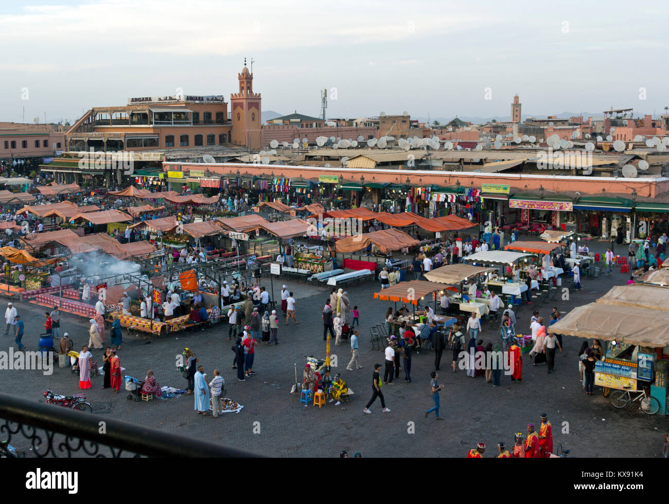Aerial View of the Djemaa el Fna market square, Marrakesh, Morocco ...