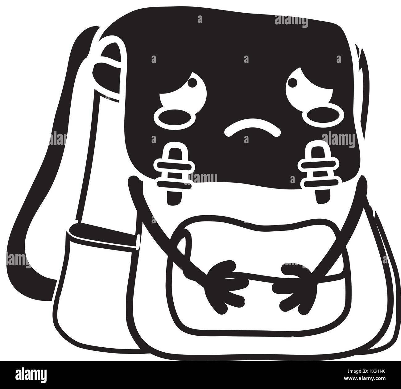 contour crying and tender bag object kawaii Stock Vector Image & Art ...