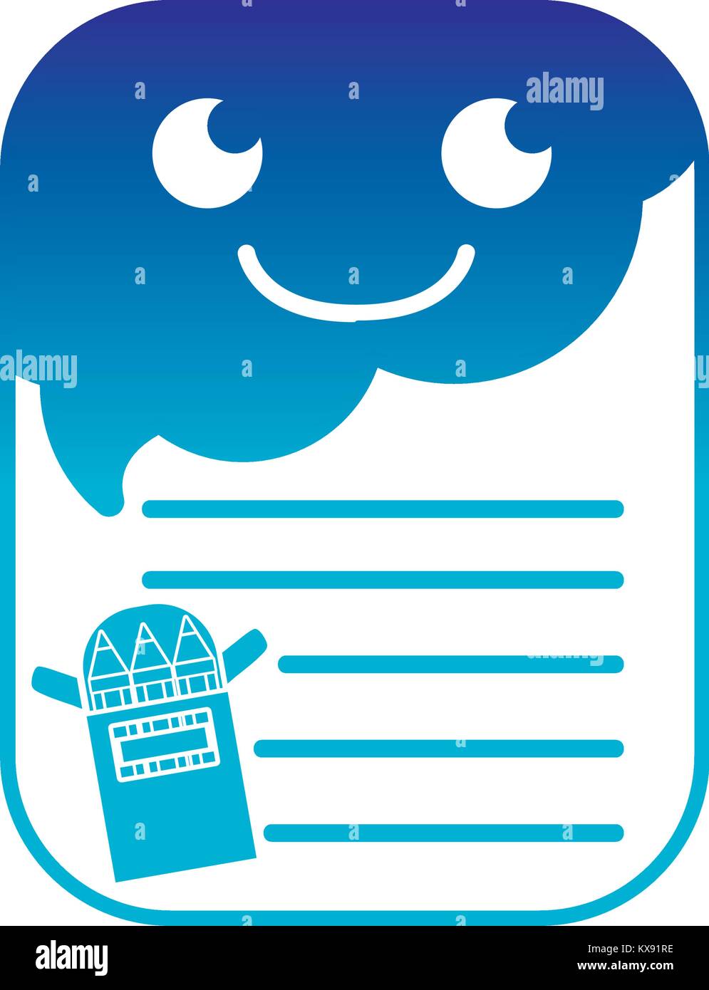 silhouette smile and cute note paper kawaii Stock Vector Image & Art ...