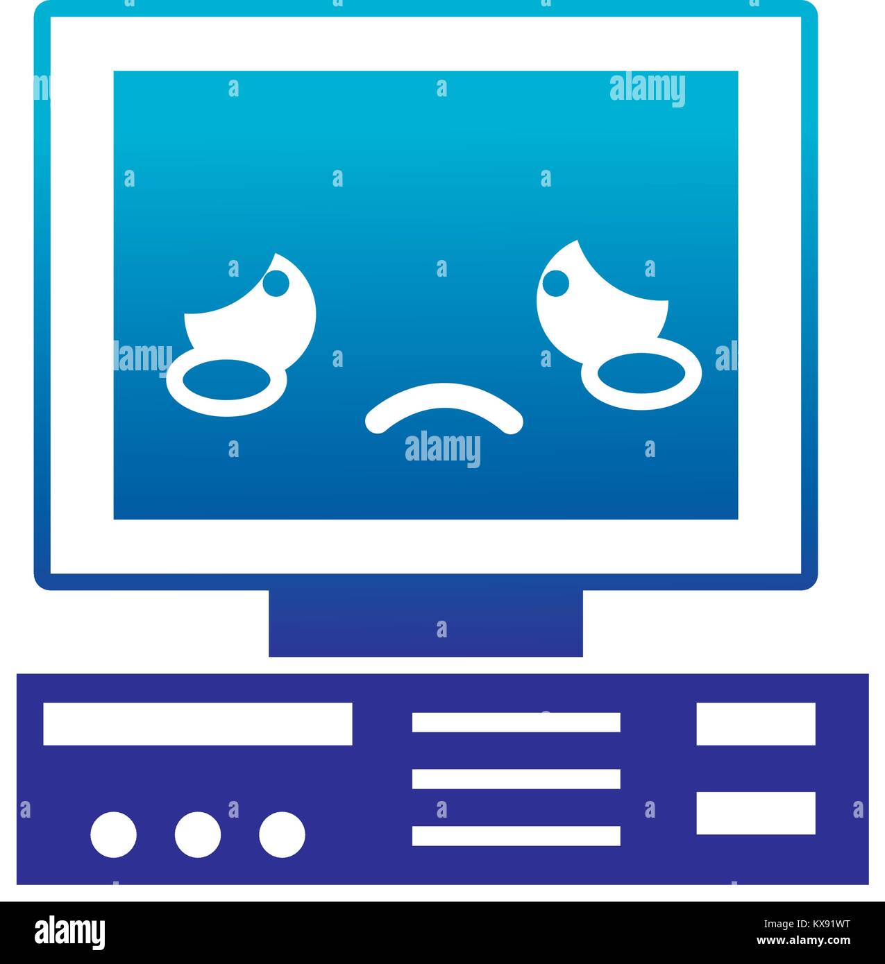 silhouette crying and tender computer technology kawaii Stock Vector ...