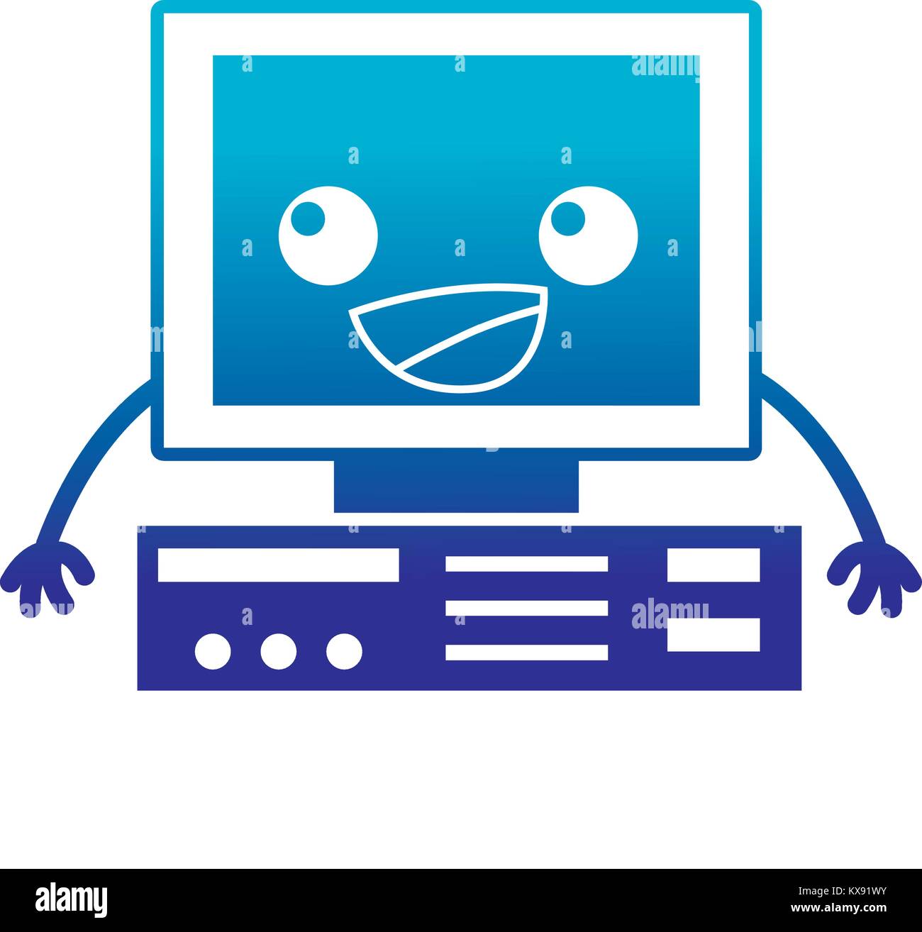 silhouette happy computer technology kawaii with arms and legs Stock ...