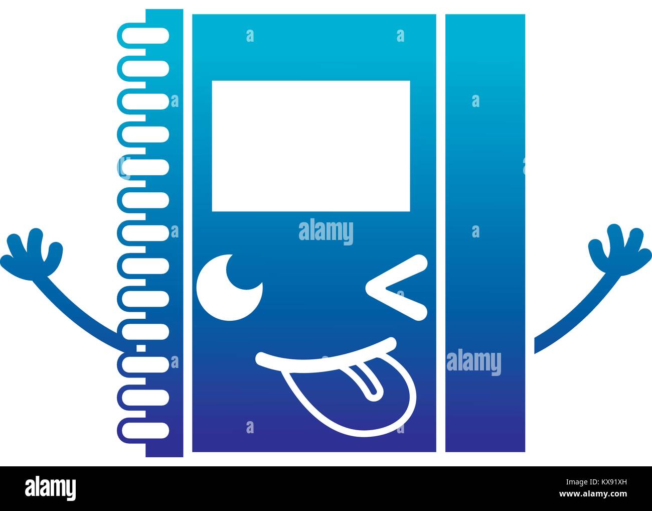 silhouette funny and cute notebook object kawaii Stock Vector Image ...