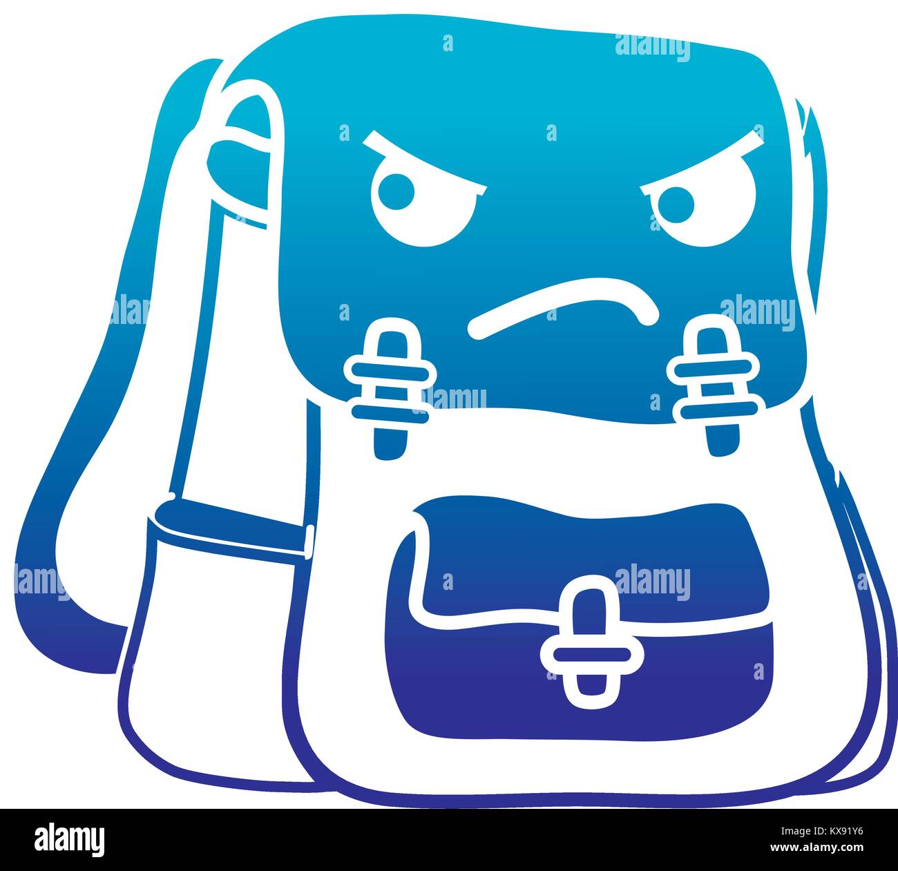 silhouette angry and cute bag object kawaii Stock Vector Image & Art ...