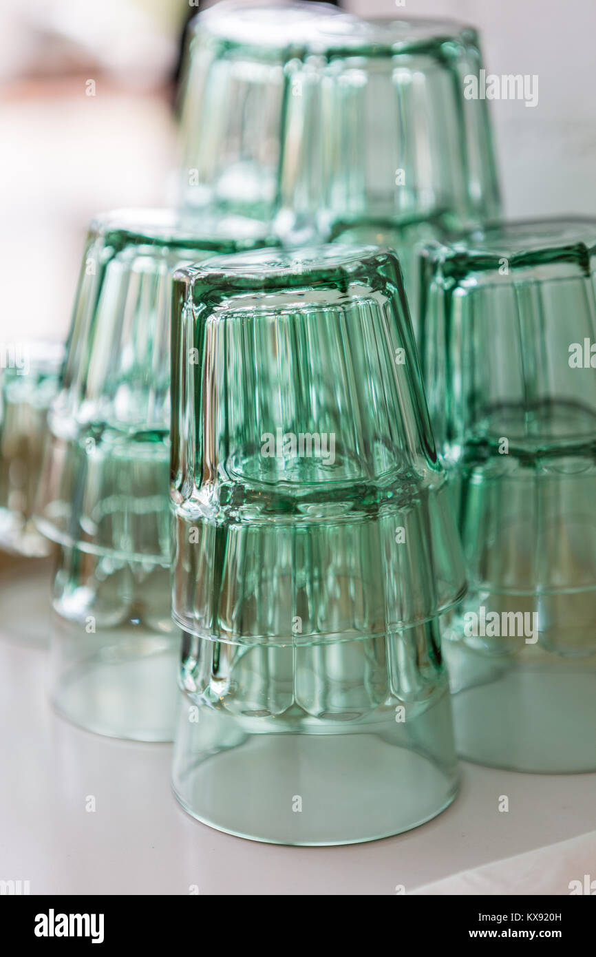 Small Stack of green drinking glasses Stock Photo - Alamy