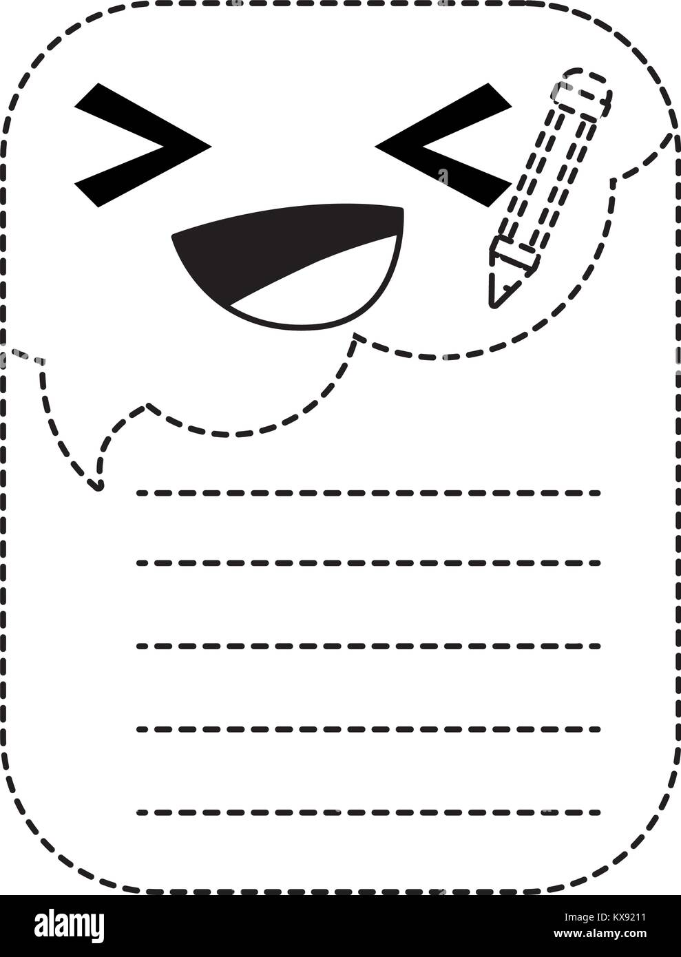 dotted shape happy and cute note paper kawaii Stock Vector Image & Art ...