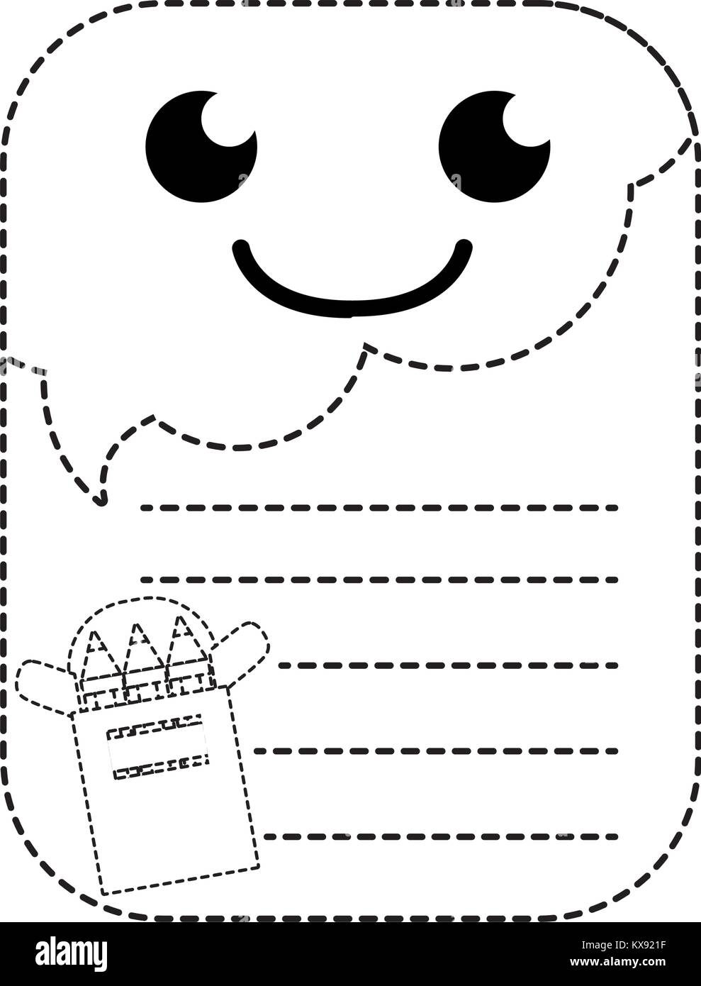 dotted shape smile and cute note paper kawaii Stock Vector Image & Art ...