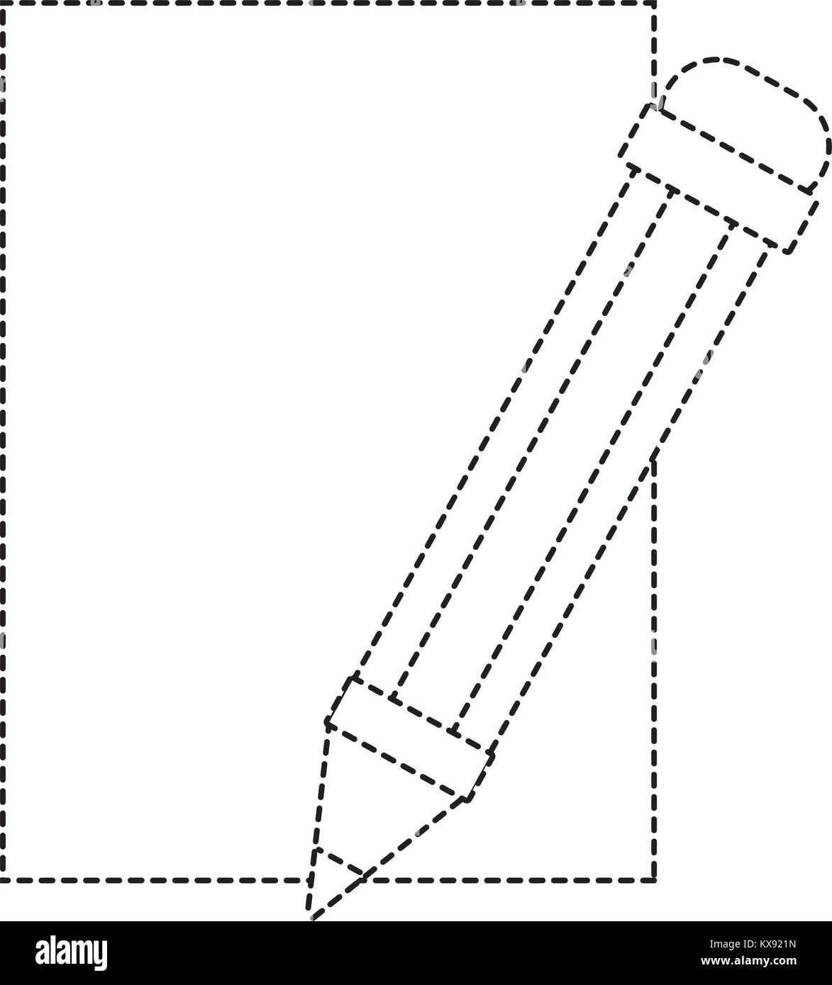 dotted shape cardboard object with pencil utensil design Stock Vector ...