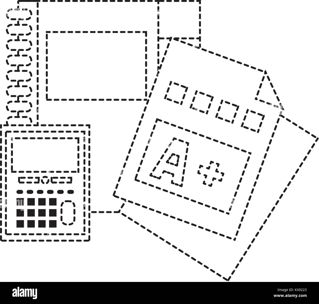 dotted shape notebook and calculator object with qualification ...