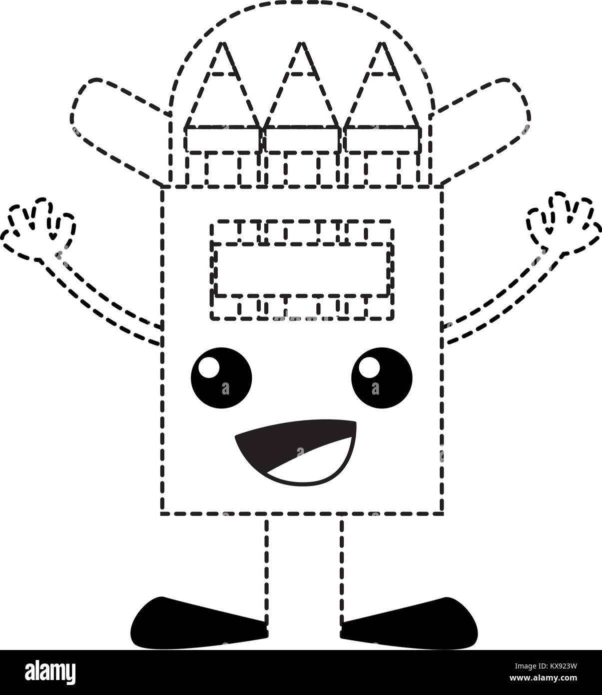 dotted shape happy colored pencil kawaii with arms and legs Stock ...