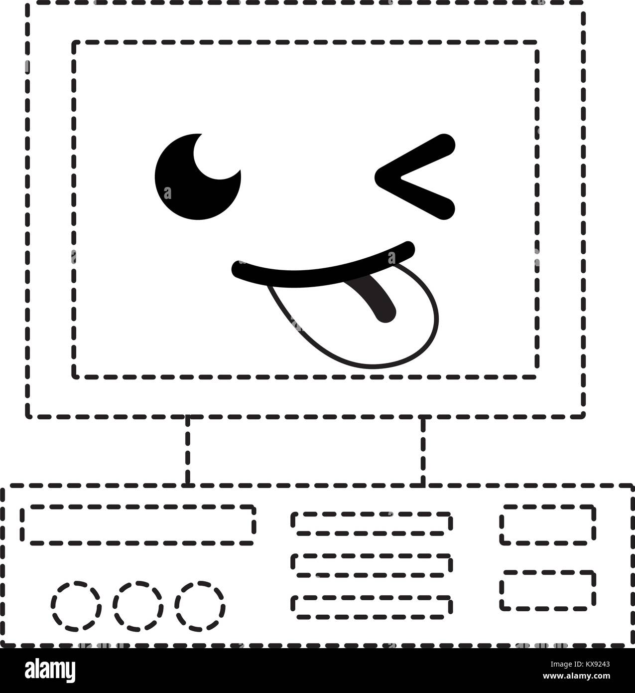 dotted shape funny and cute computer technology kawaii Stock Vector ...