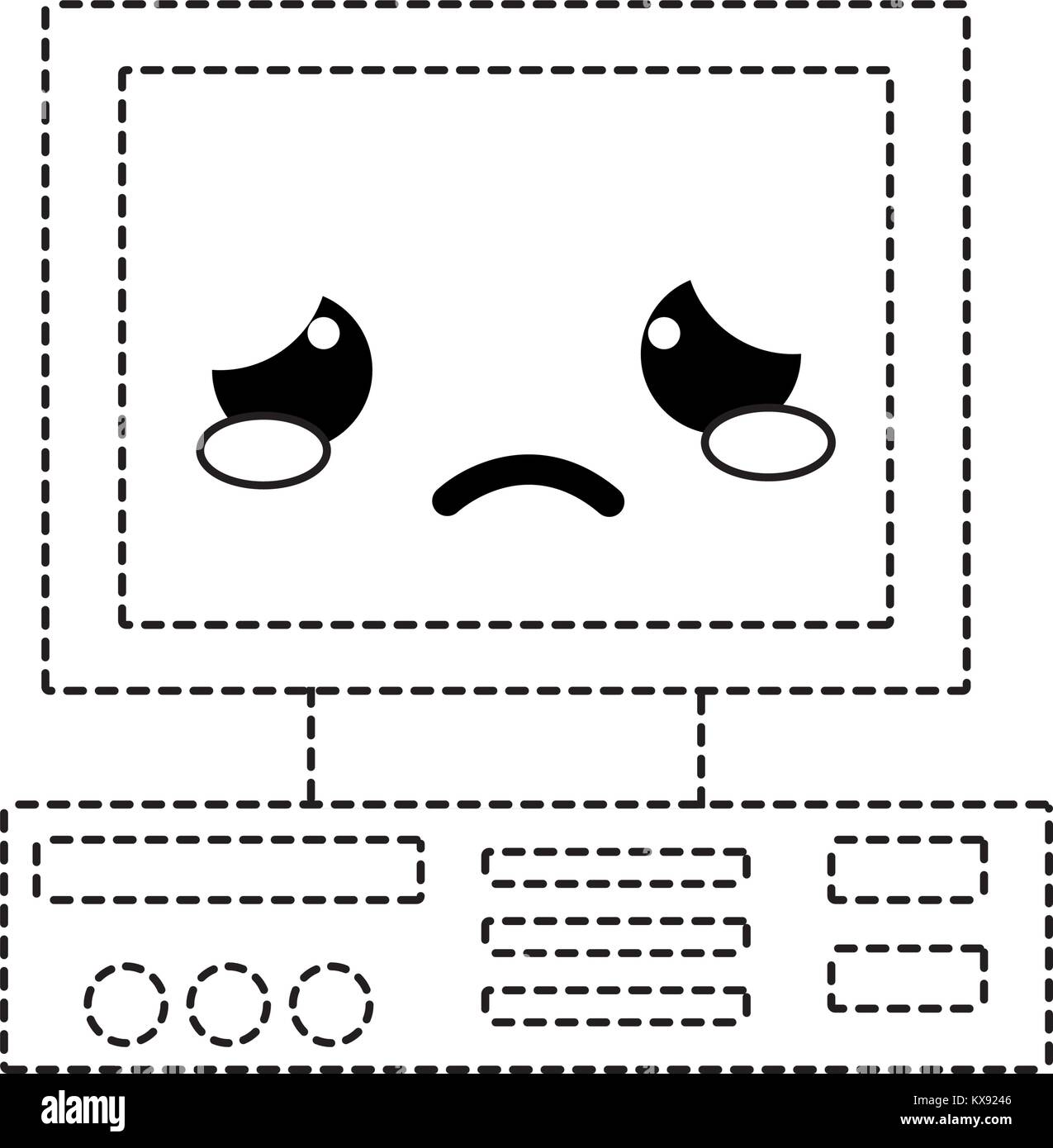 dotted shape crying and tender computer technology kawaii Stock Vector ...