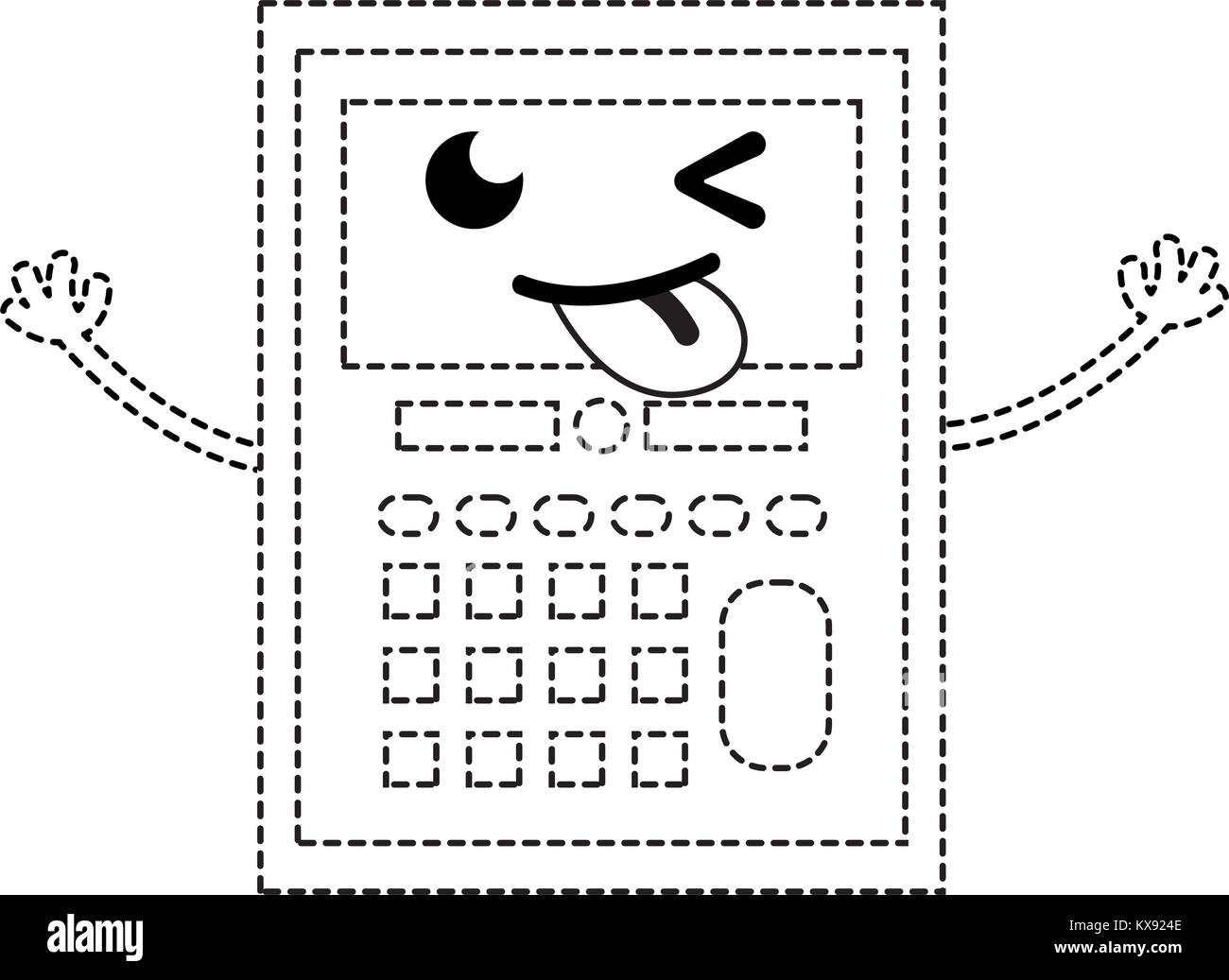 dotted shape funny calculator object kawaii with arms Stock Vector ...