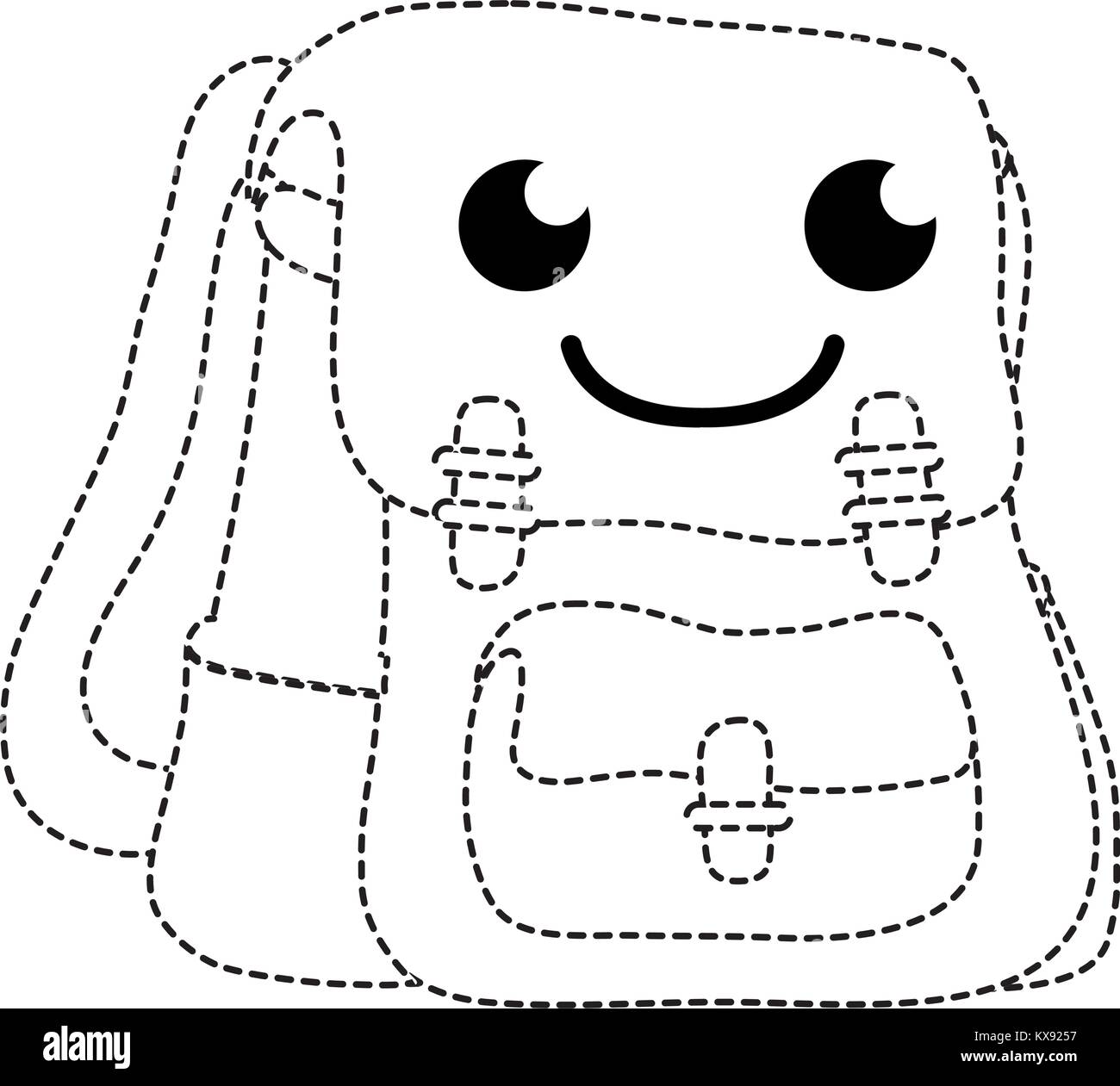 dotted shape happy and cute bag object kawaii Stock Vector Image & Art ...