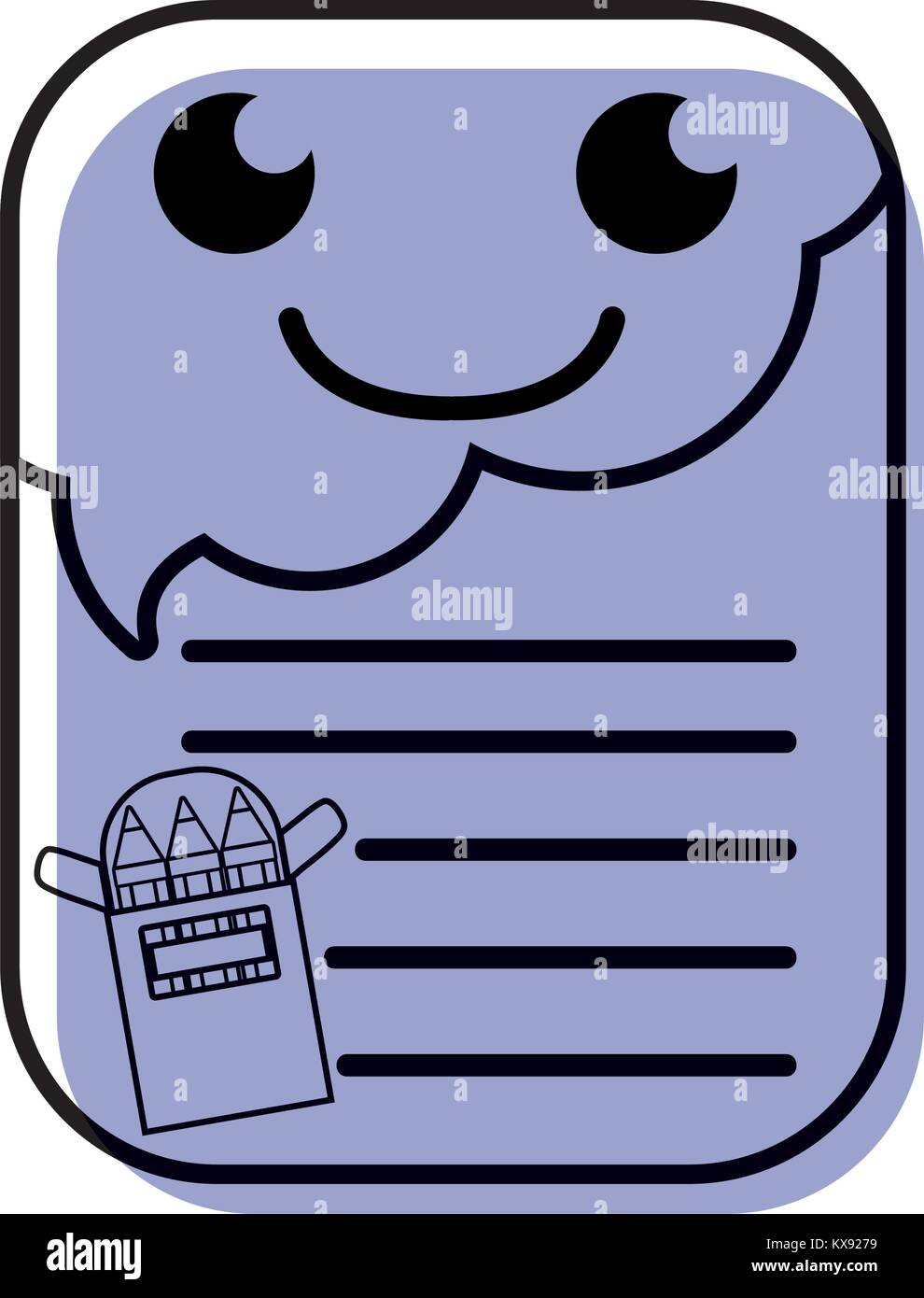 color smile and cute note paper kawaii Stock Vector Image & Art - Alamy