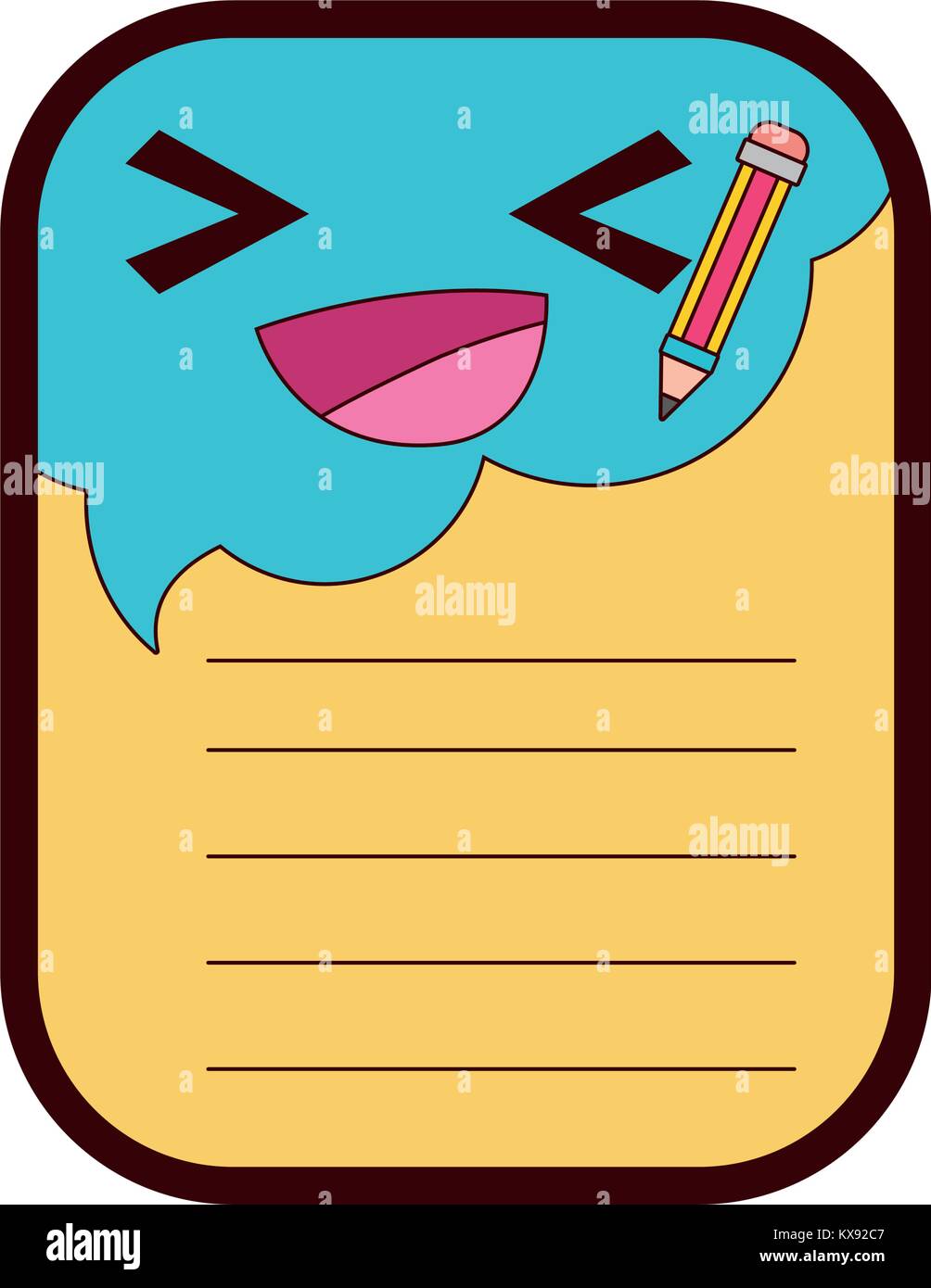 full color happy and cute note paper kawaii Stock Vector Image & Art ...