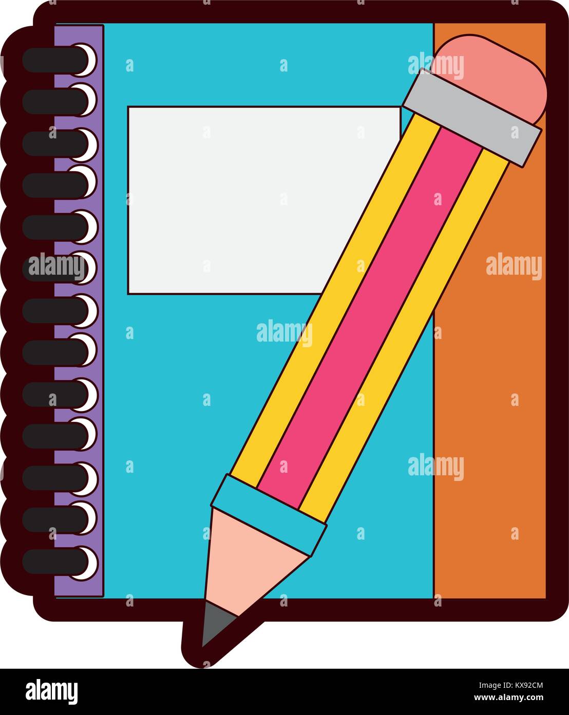 full color notebook and pencil object school education Stock Vector ...