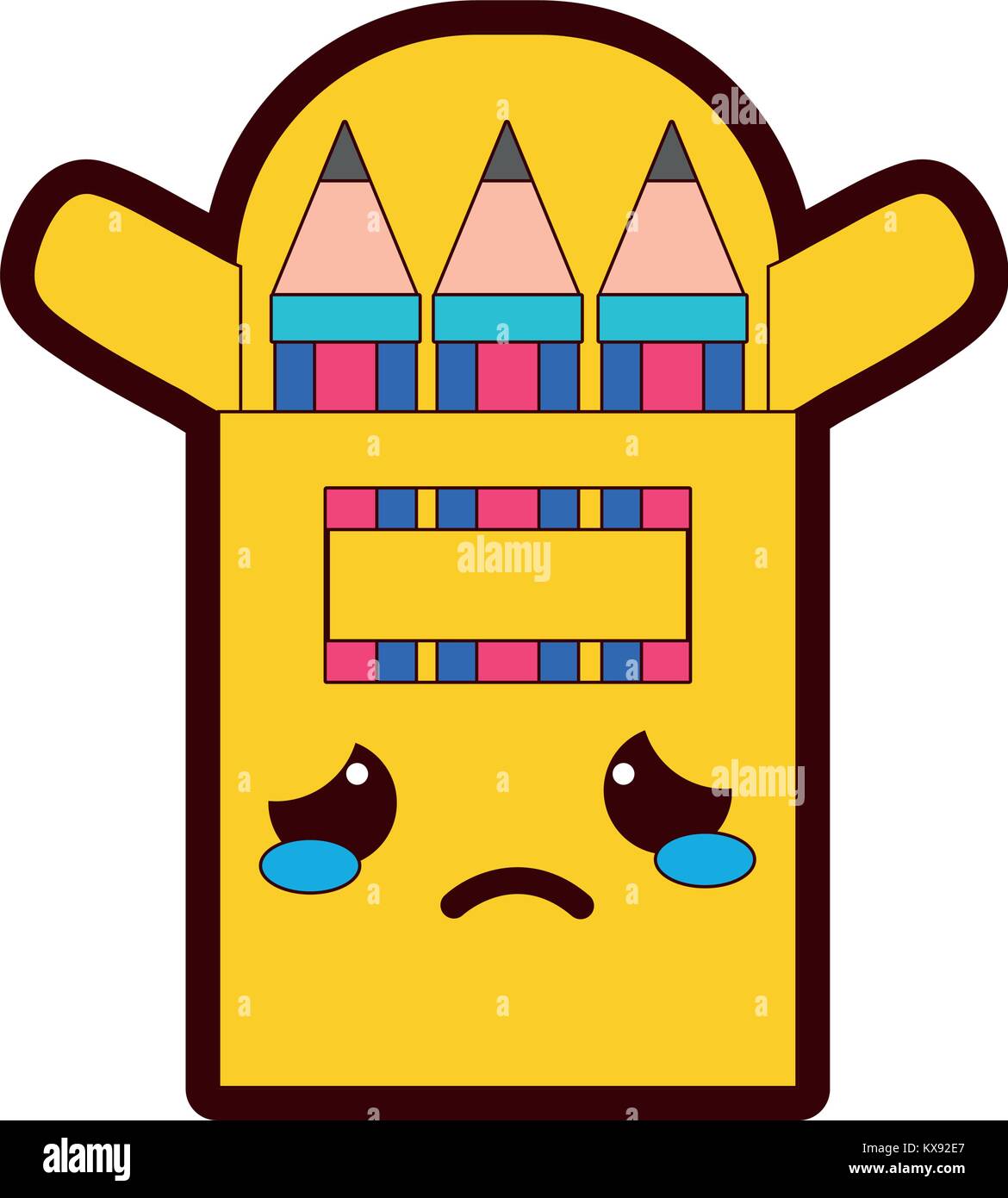 full color crying and tender colored pencil kawaii Stock Vector Image ...