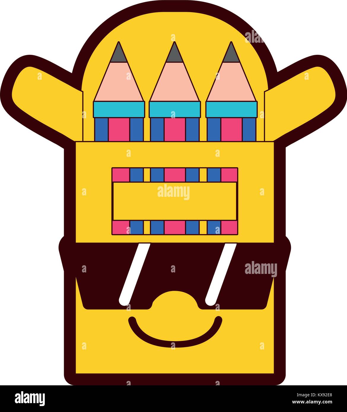 full color happy and tender colored pencil kawaii with sunglasses Stock ...