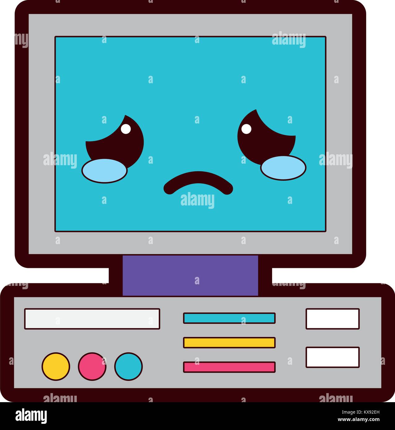 full color crying and tender computer technology kawaii Stock Vector ...