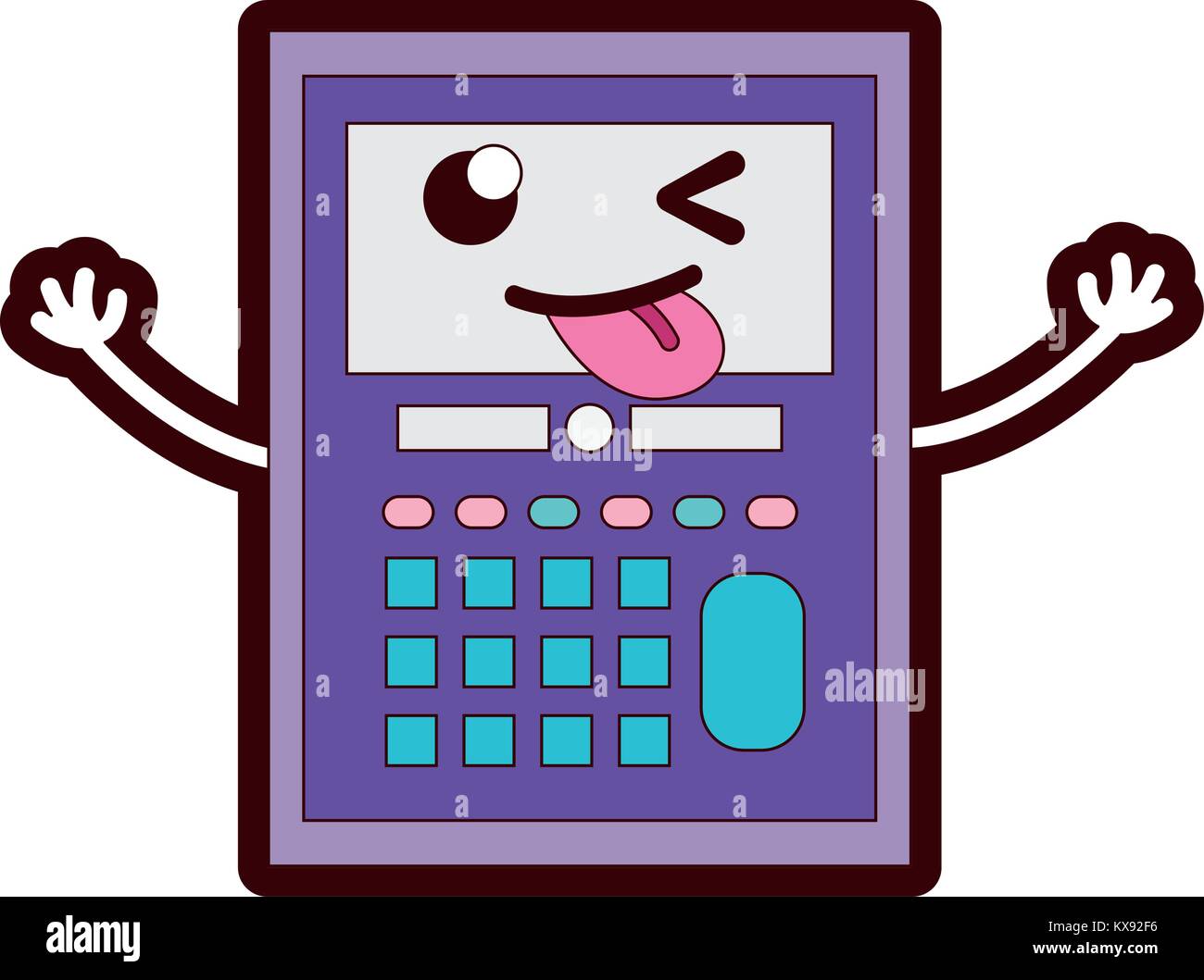 full color funny calculator object kawaii with arms Stock Vector Image ...