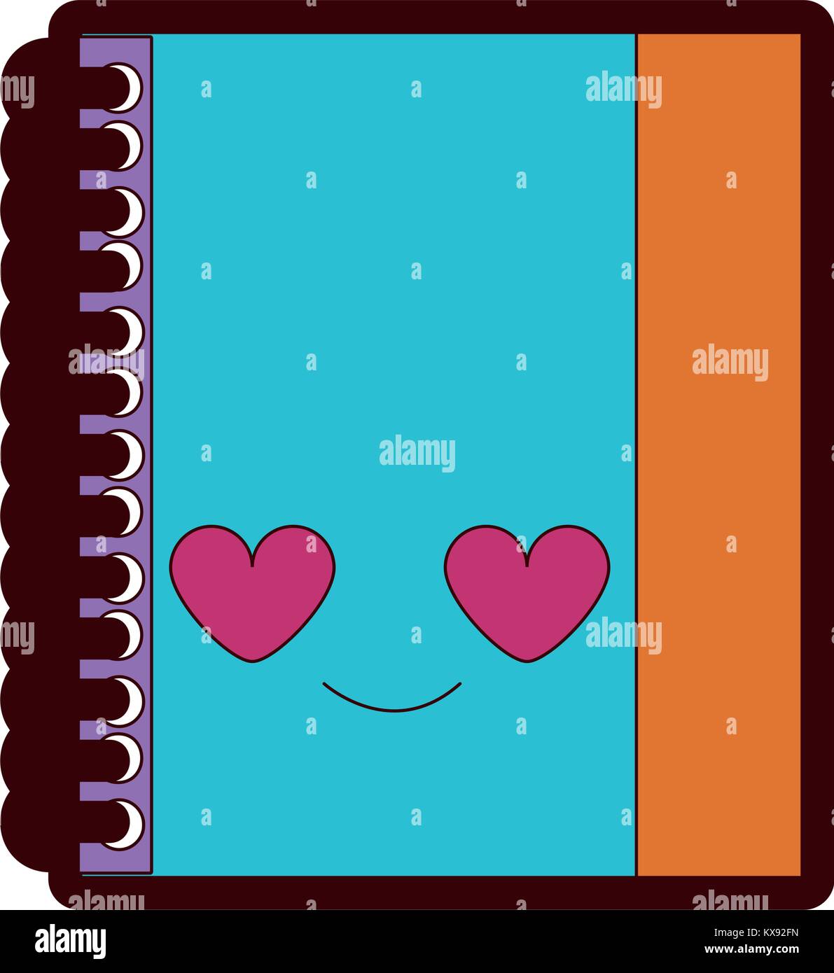 full color cute and in love notebook object kawaii Stock Vector Image ...