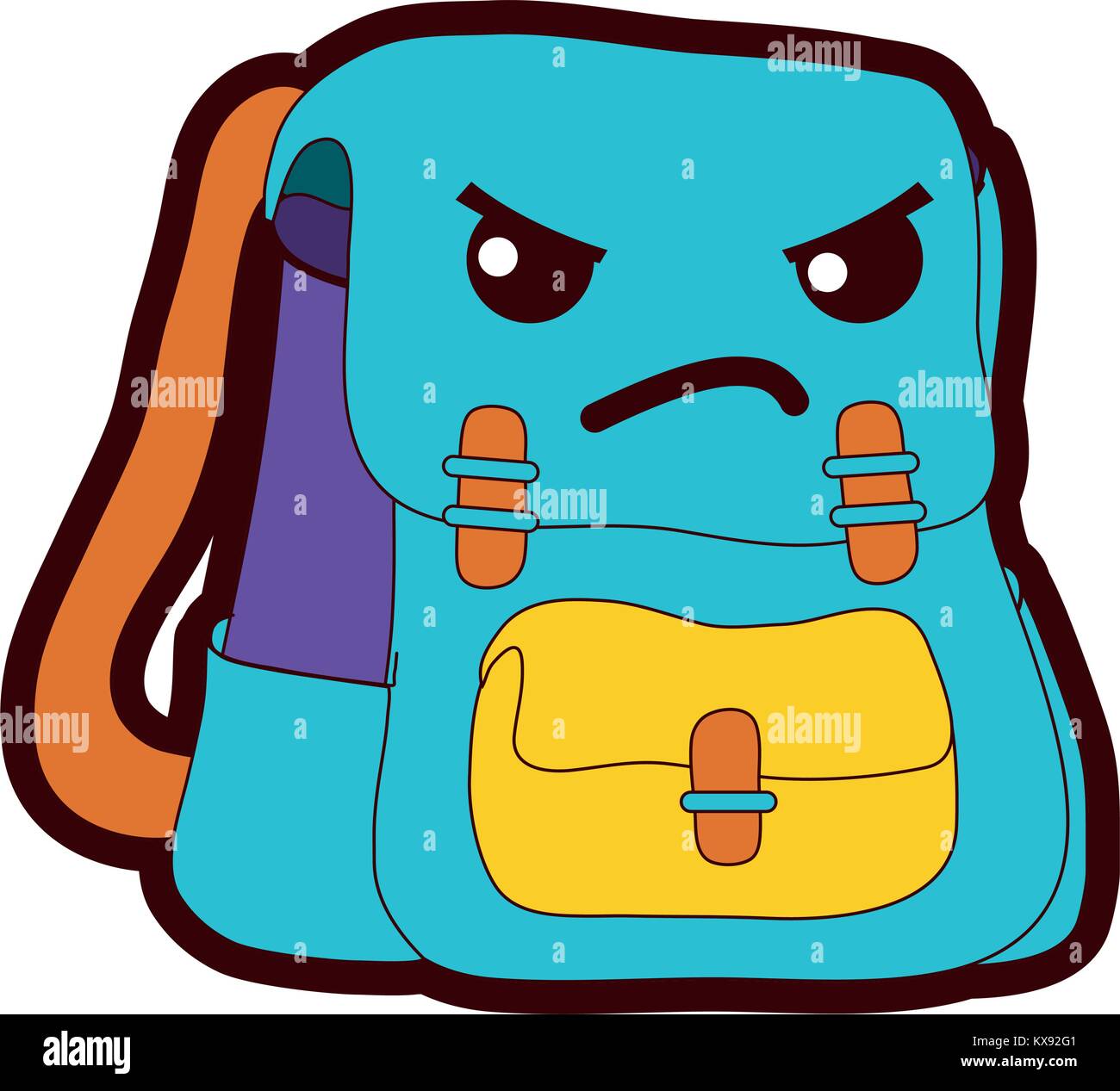 full color angry and cute bag object kawaii Stock Vector Image & Art ...